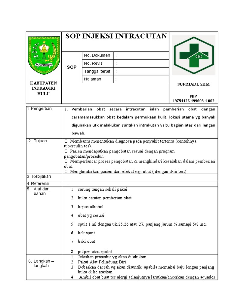 Sop Injeksi Intracutan | PDF