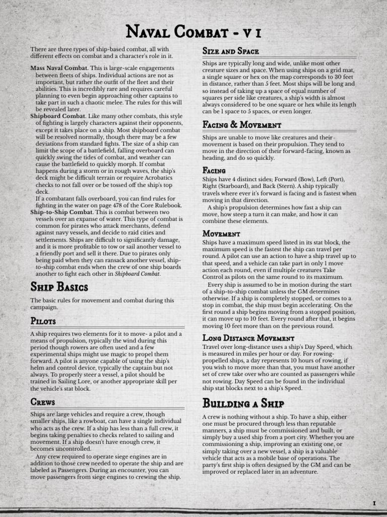 Naval Combat - Pathfinder 2e - GM Binder | PDF | Ships | Rowing