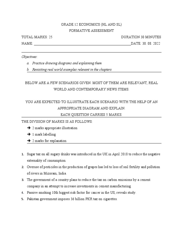 IBDP Economics Worksheet | PDF