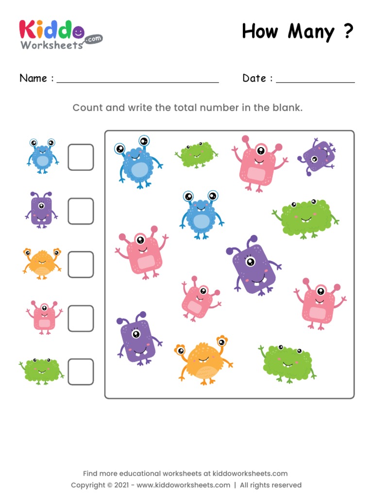Counting Monsters Worksheet | PDF