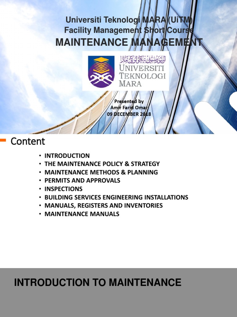 Chapter 3 - Maintenance Management | PDF | Reliability Engineering | Occupational Safety And Health