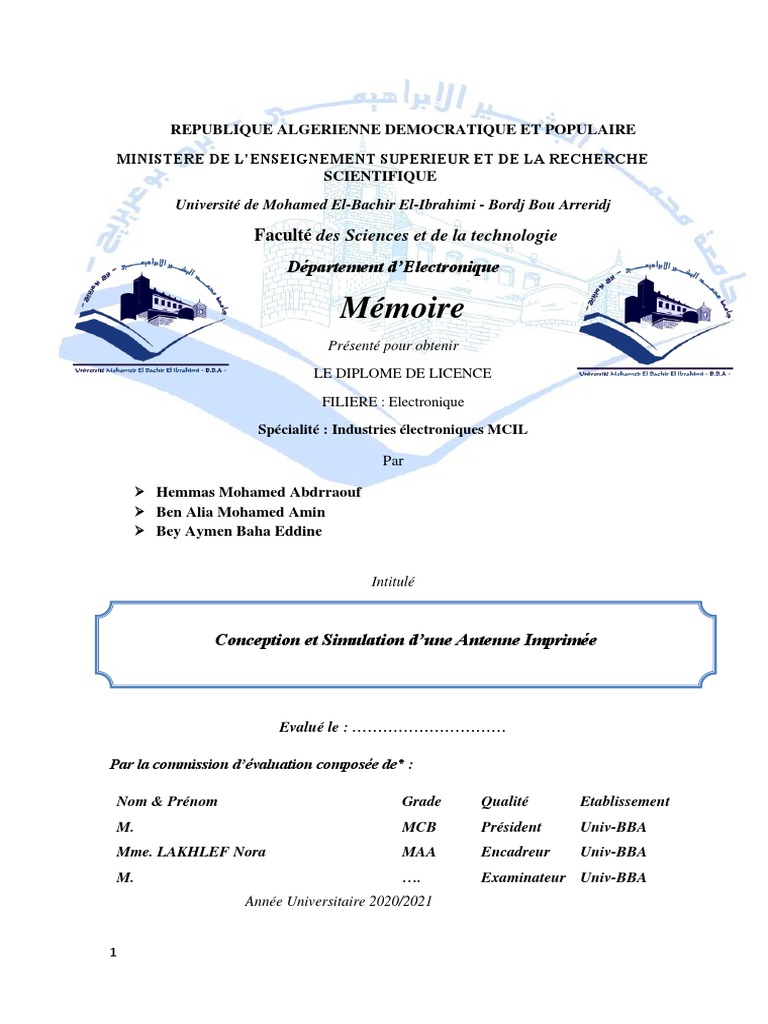 Mémoire Mcil 03 2020-2021 | PDF | Antenne (Radio) | Onde radio
