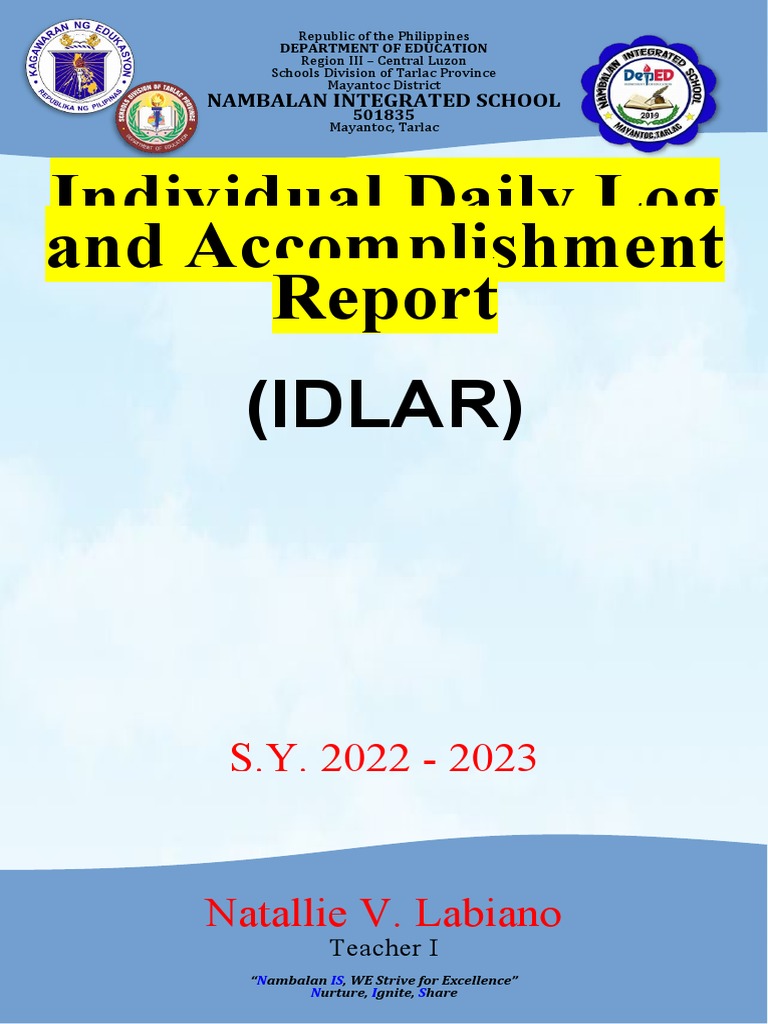 Individual Daily Log and Accomplishment (Idlar) : Nambalan Integrated ...