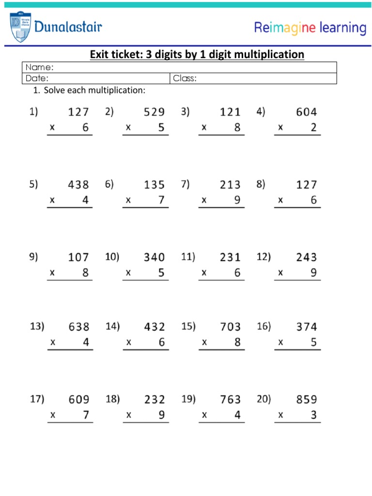 Exit Ticket-Multiplication | PDF