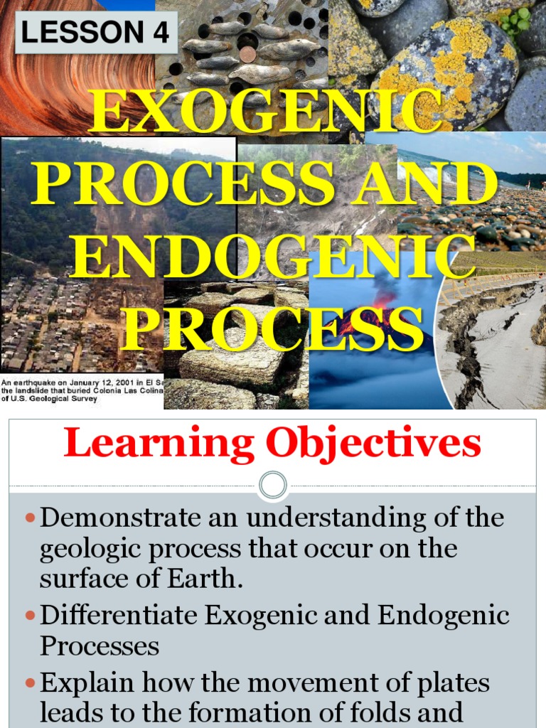 Lesson 4 Exogenic and Endogenic Process | PDF | Weathering | Rock (Geology)