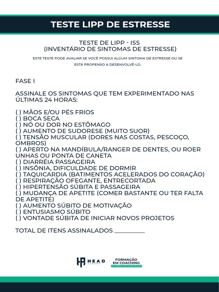 Teste LIPP de Estresse | PDF | Hipertensão | Depressão
