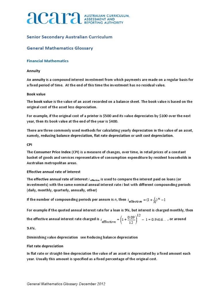 General Mathematics Glossary | PDF | Vertex (Graph Theory) | Depreciation