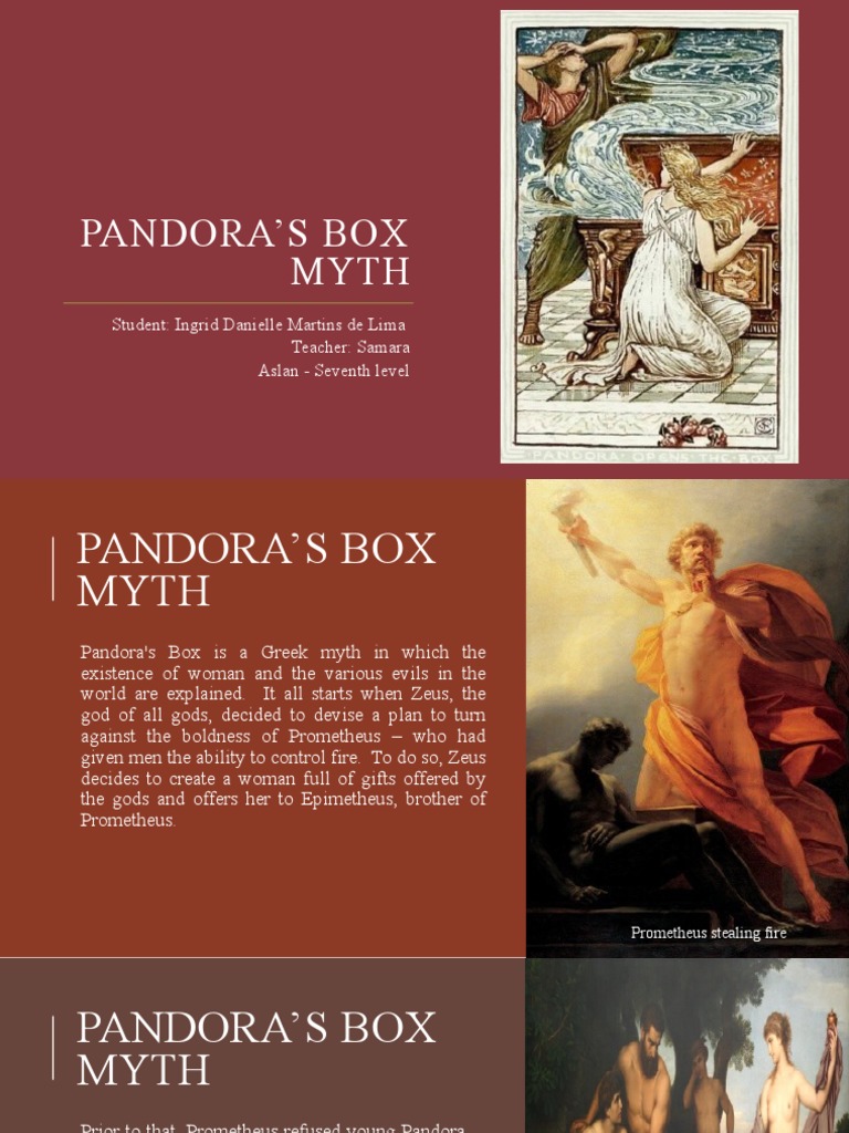 Pandora'S Box Myth: Student: Ingrid Danielle Martins de Lima Teacher: Samara Aslan - Seventh ...