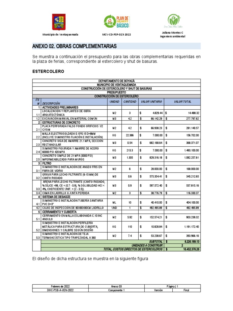 Anexo - 02. Obras Complementarias | PDF | Elementos arquitectónicos | Construyendo tecnología