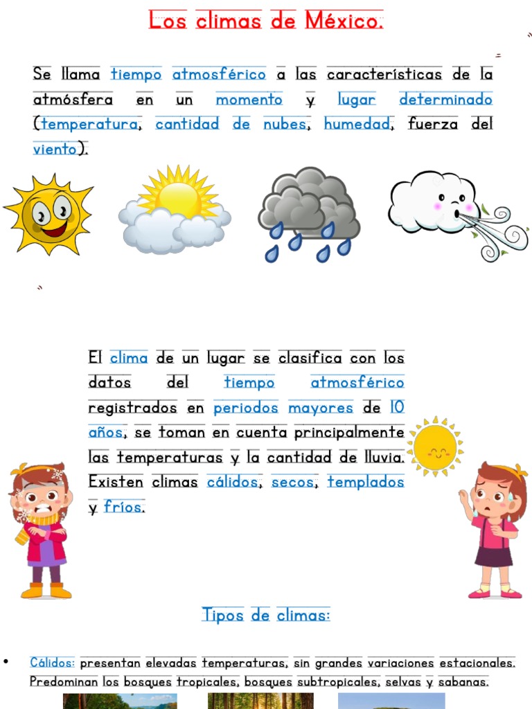 Tipos de climas en México para niños | PDF