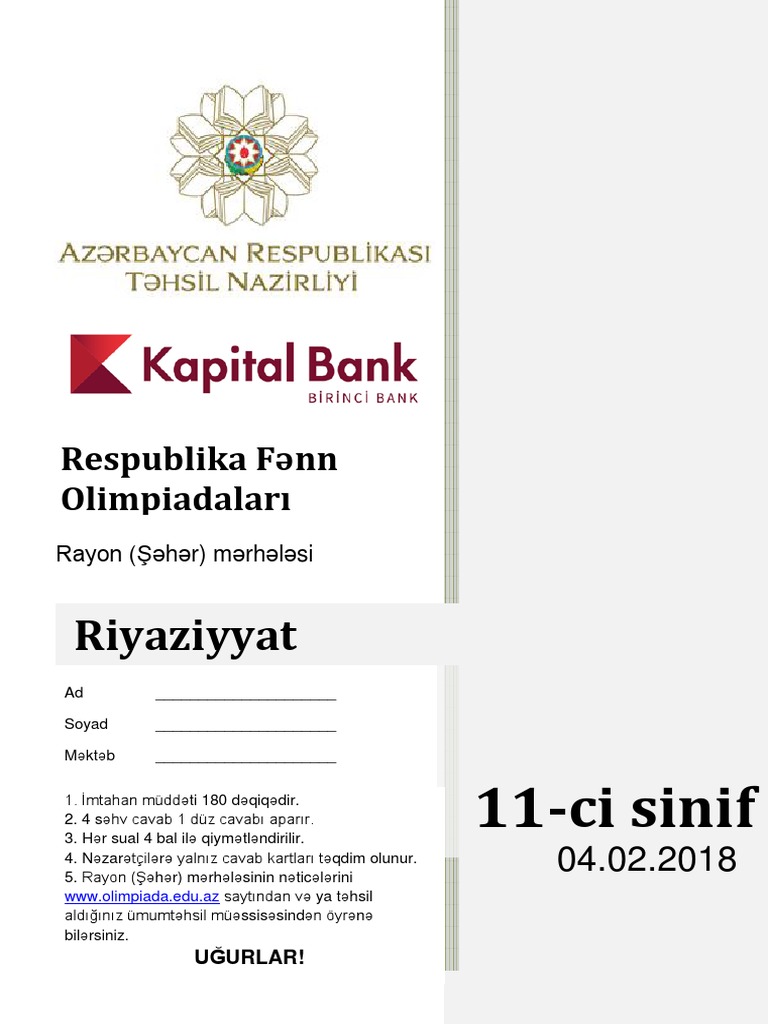 RFO I Riyaziyyat Az 11 | PDF