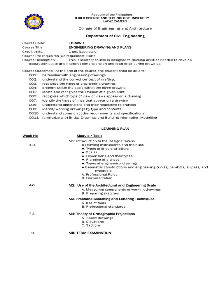 Engineering Drawing Course Syllabus | PDF | Drawing | Engineering