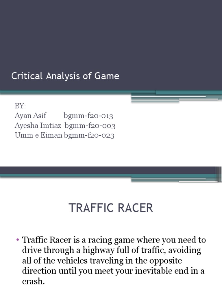 Critical Analysis of Game Ayan Asif Bgmm-f20-013 Superior University | PDF