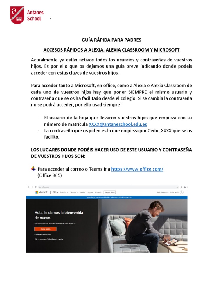 Guia Rapida para Accesos A Alexia, Ac y Office 365 | PDF