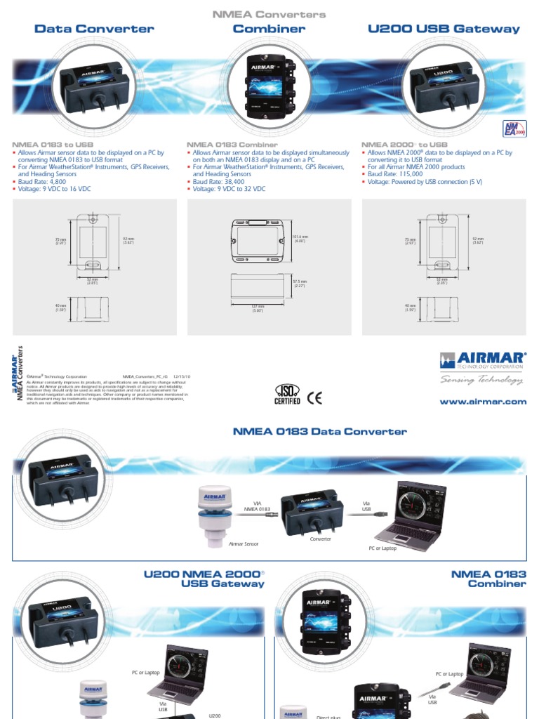 Data Converter Combiner U200 USB Gateway: NMEA 0183 To USB NMEA 0183 ...