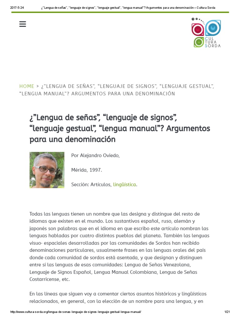 ¿"Lengua de Señas", "Lenguaje de Signos", "Lenguaje Gestual", "Lengua Manual" - Argumentos para ...