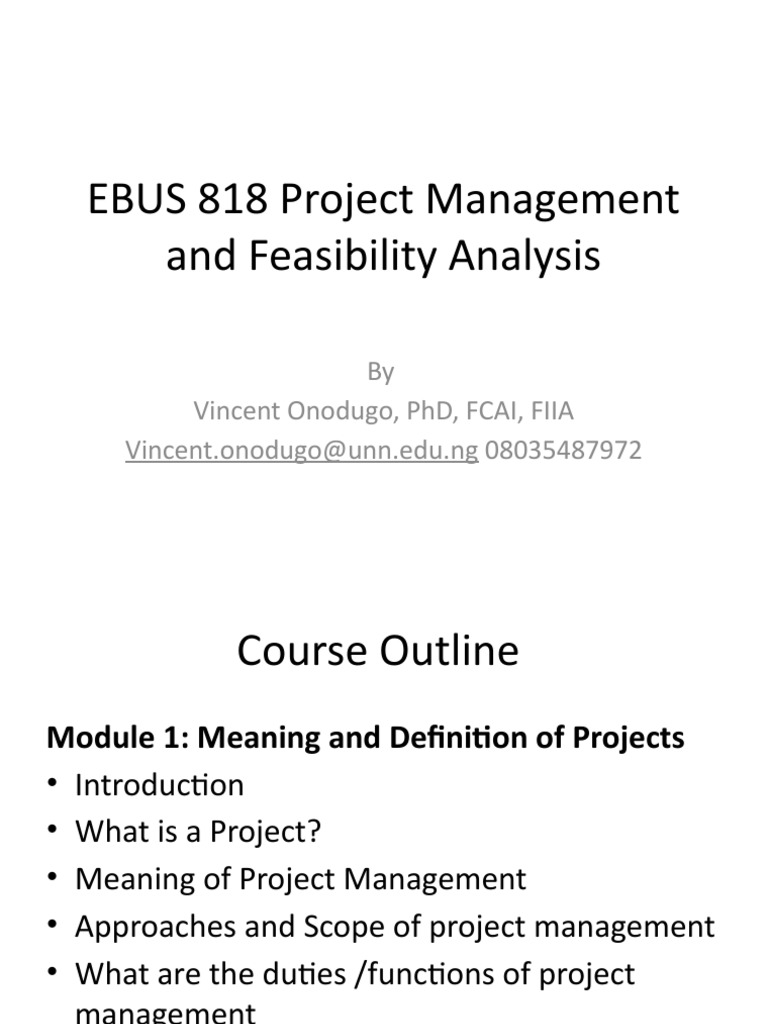 ESUT BUS 818 Project Management and Feasibility Analysis | Download ...