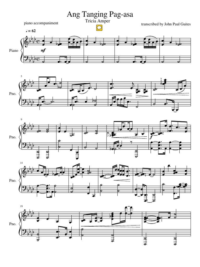 Ang Tanging Pag-asa Piano Accompaniment | PDF