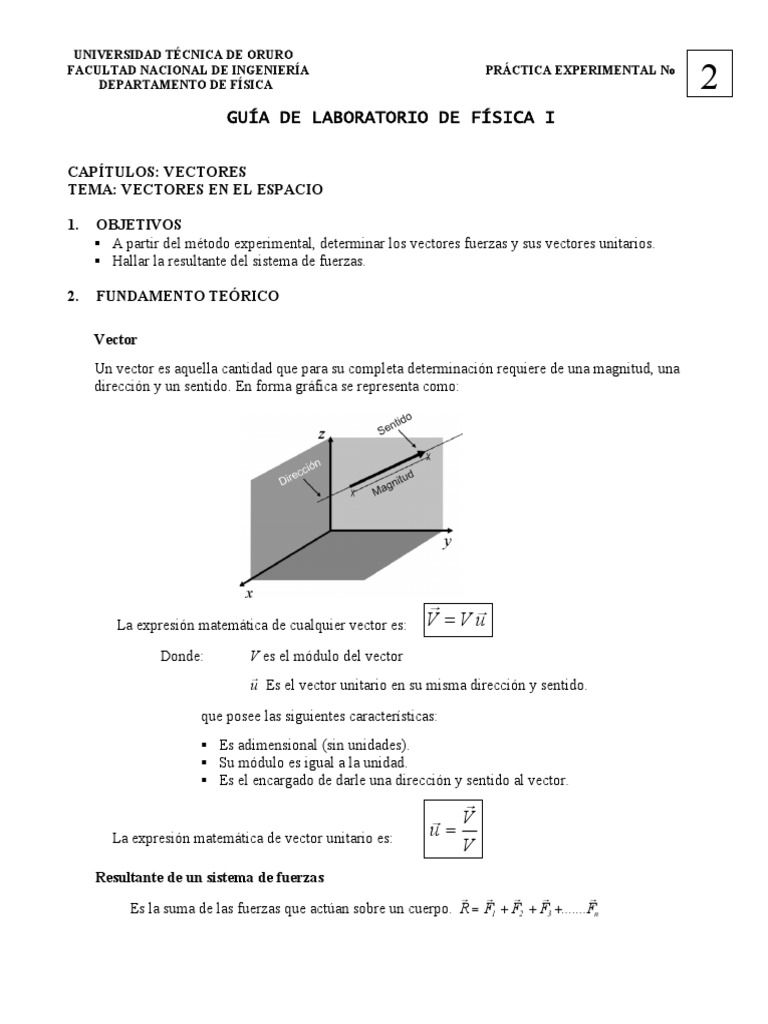 Lab 2 Vectores en El Espacio | PDF | Vector Euclidiano | Masa