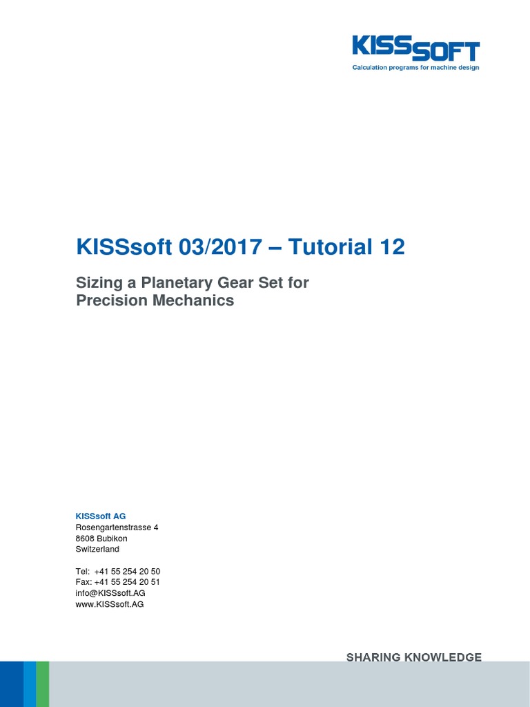 Kisssoft Tutorial 12 Sizing of A Planetary Gear Set | PDF | Gear ...