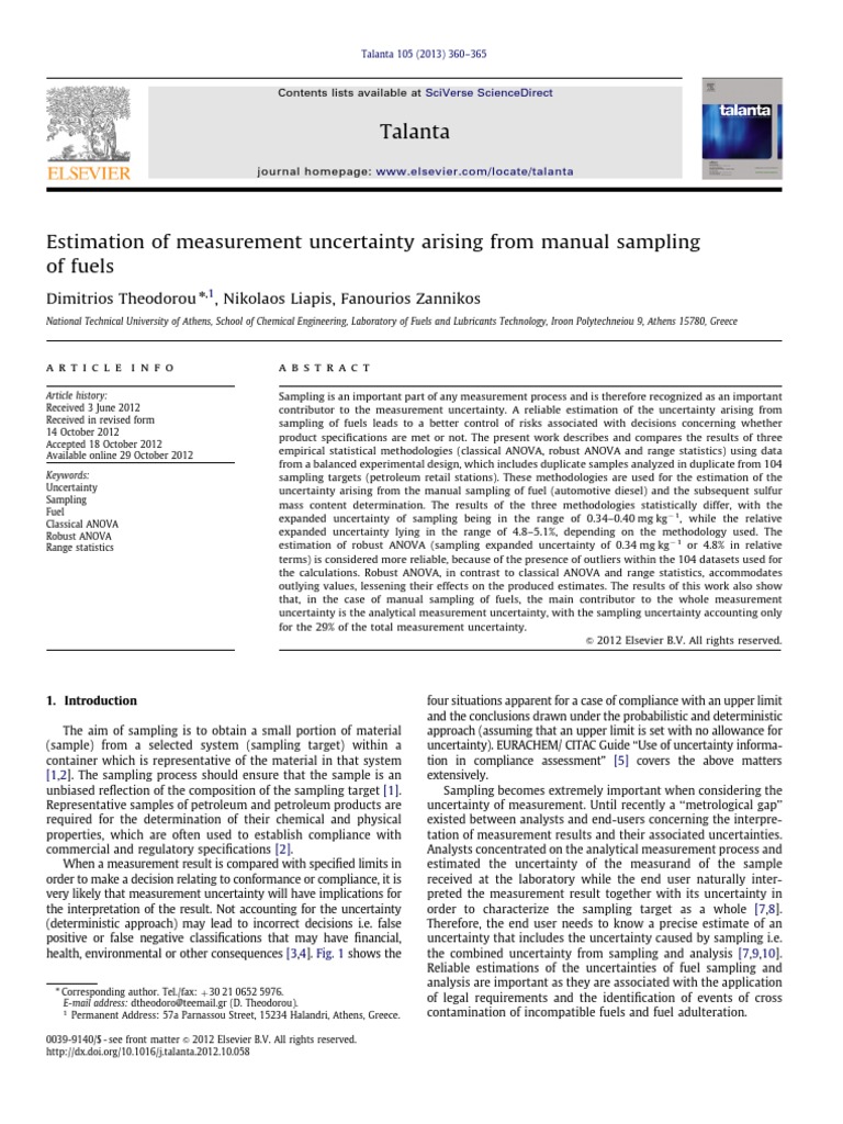 Estimation of Measurement Uncertainty Arising From Manual Sampling ...