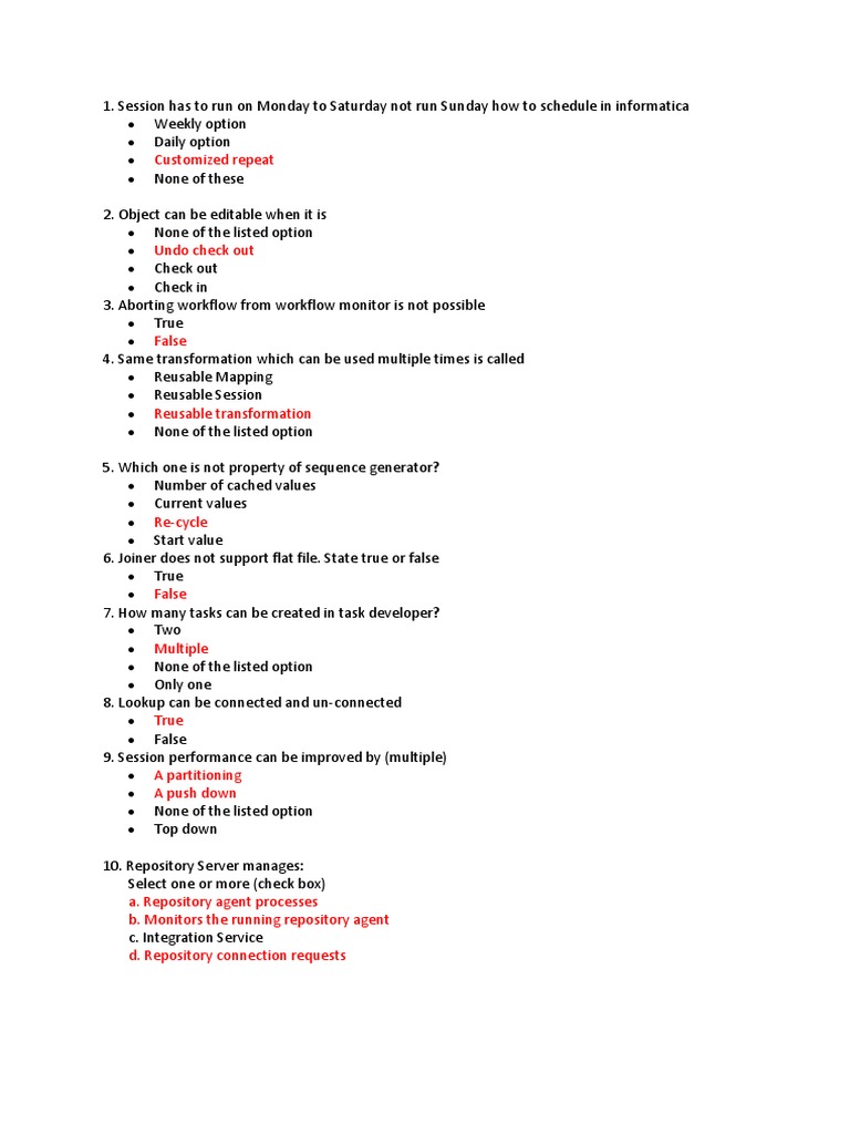 Informatica KBA Mcqs | PDF | Software Repository | Cache (Computing)