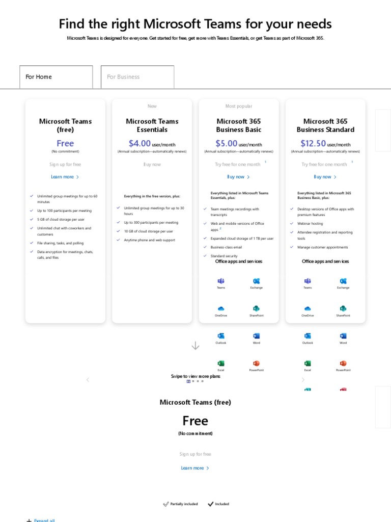 Compare Microsoft Teams Options - Microsoft Teams | PDF | Microsoft ...
