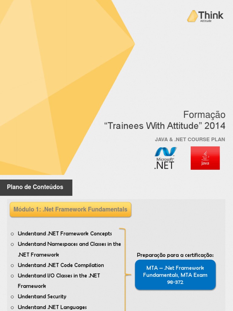 Trainees With Attitude - JAVA & .NET Course Plan | PDF | Java ...