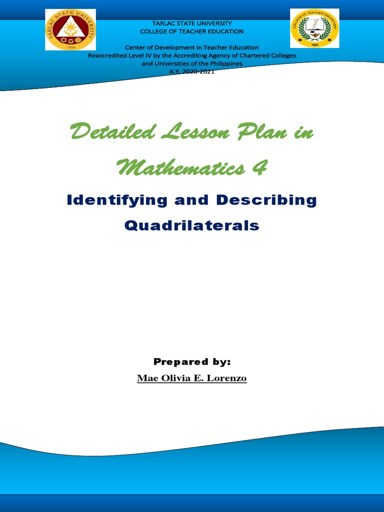 Detailed Lesson Plan in Mathematics 4: Identifying and Describing ...