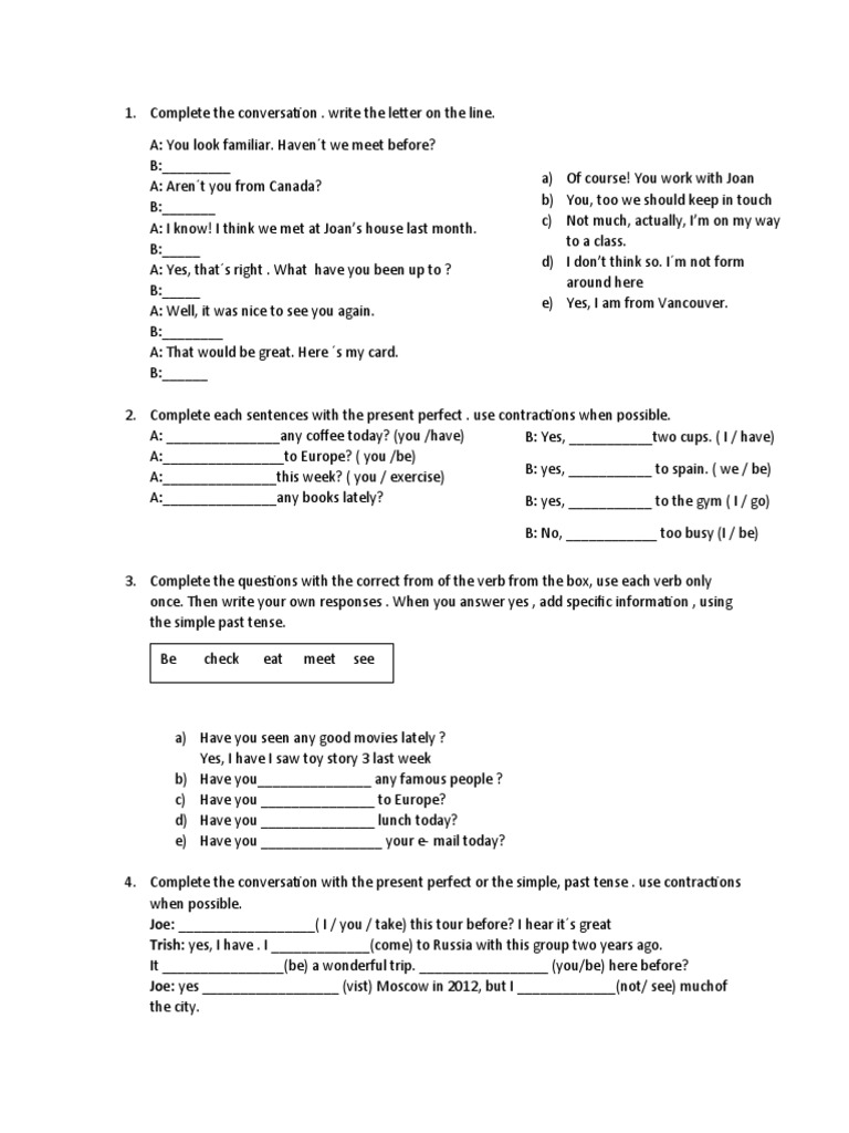 Complete the Conversation Exercises | PDF | Linguistics