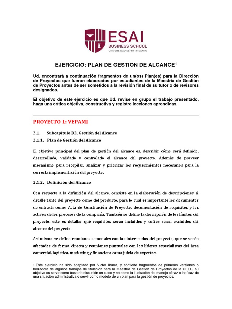 Plan de Gestión del Alcance en Proyectos | PDF | Mueble | Gestión de ...