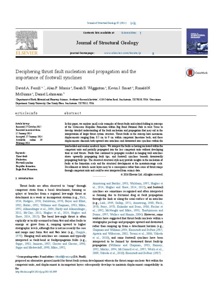 Deciphering Thrust Fault Nucleation and Propagation and The | PDF ...
