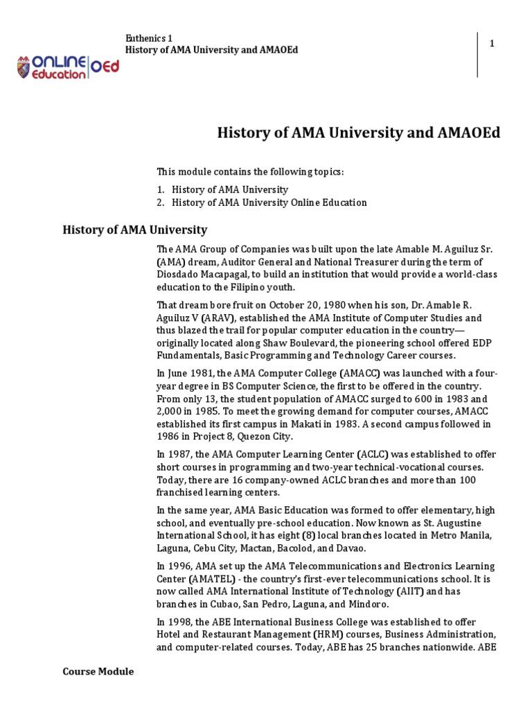 The History and Development of AMA University and its Pioneering Role ...