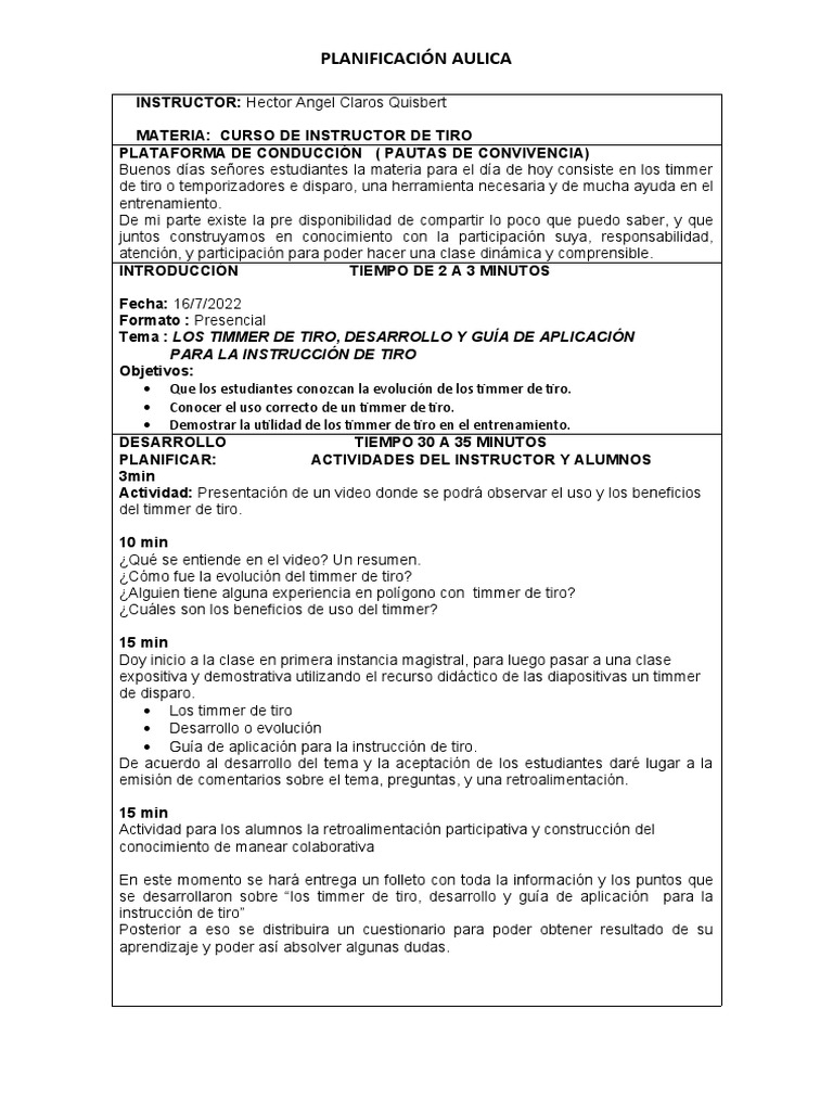 Planificacion Aulica | PDF | Cognición | Aprendizaje