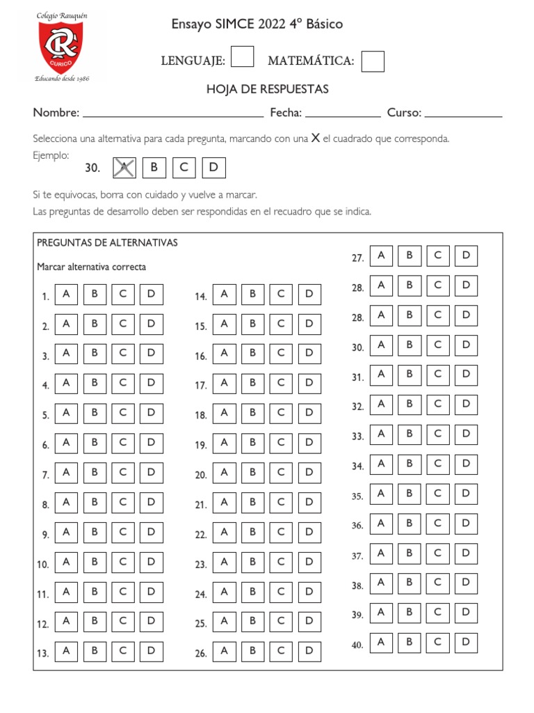 Hoja de Respuesta | PDF