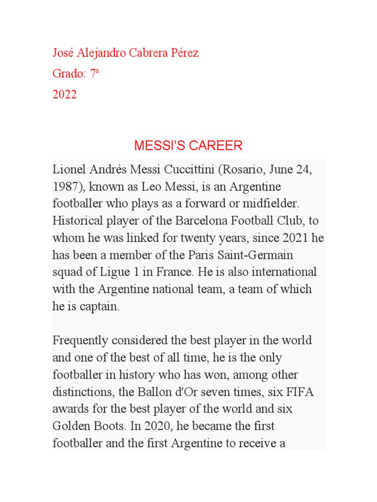Messi's Legendary Football Career | PDF | Lionel Messi | Fc Barcelona
