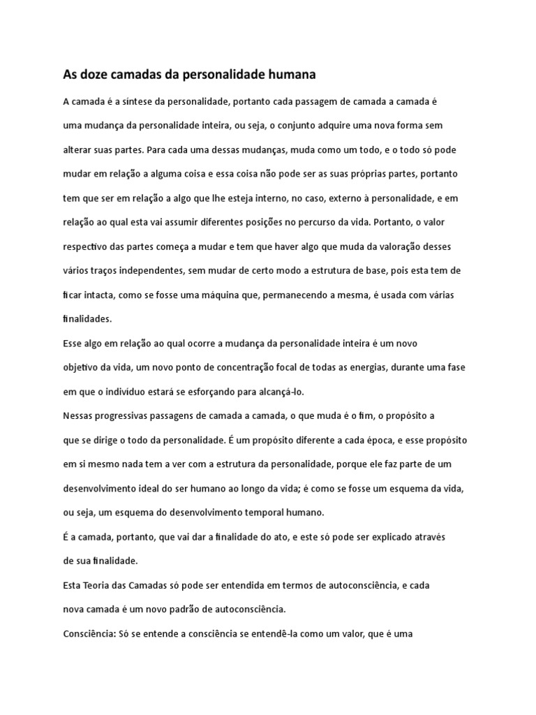 As Doze Camadas Da Personalidade Humana | PDF | Sociologia | Aprendizado