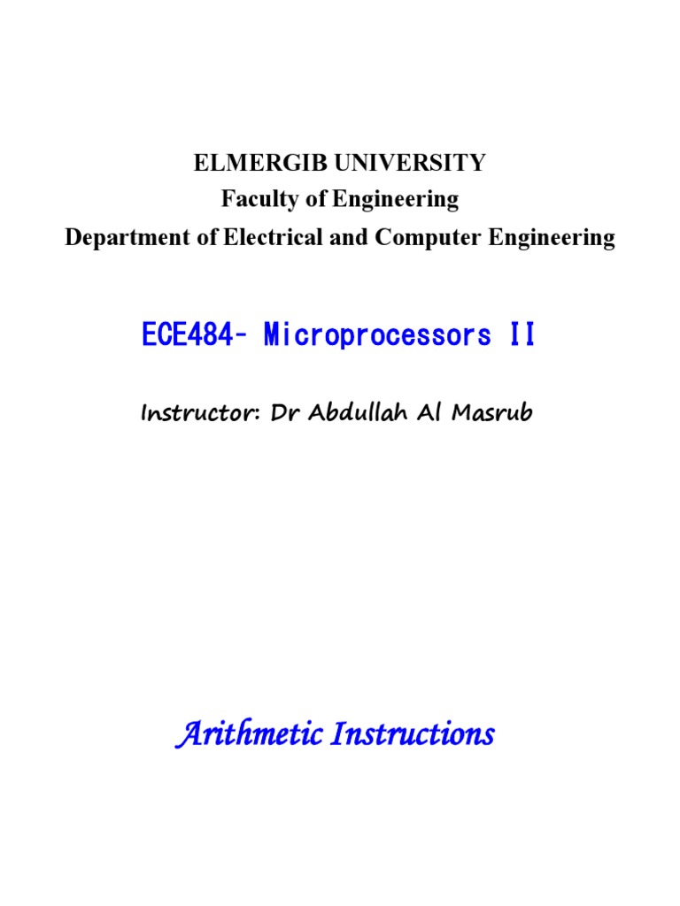 5- CH 5 Arithmetic and Logic Instructions - ١٢٢٠١٩ | PDF | Division (Mathematics) | Multiplication