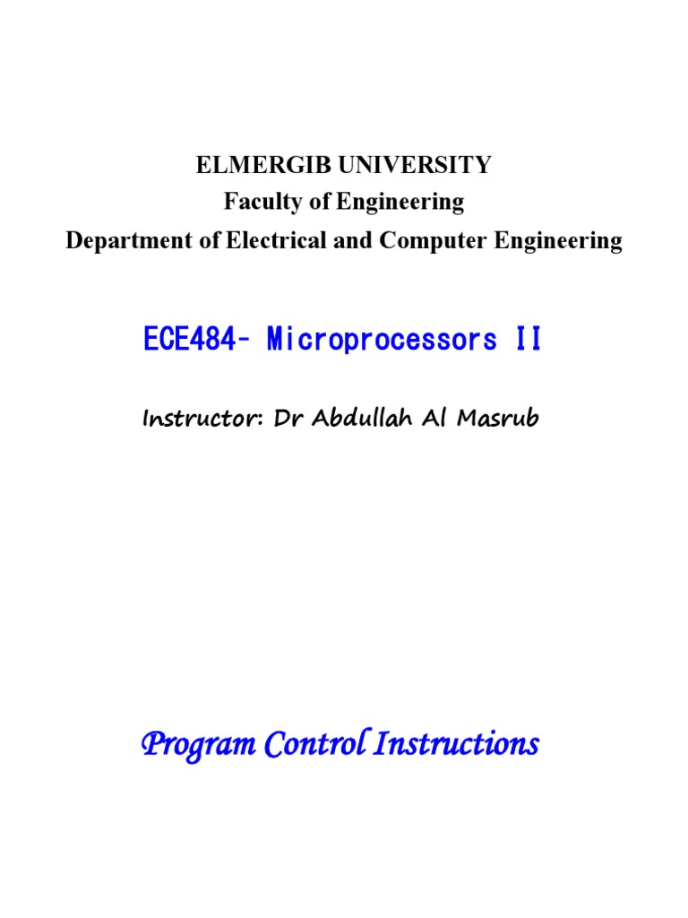 6- CH 6 Program Control Instructions - ١٢٢٠٠٢ | PDF | Subroutine | Control Flow