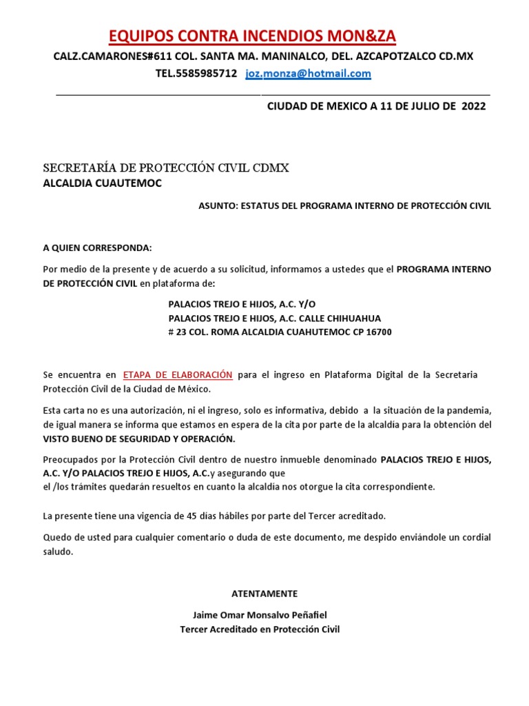 Carta de Estatus | PDF