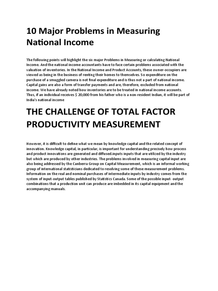 Challenges in Measuring National Income | PDF | Business | Finance ...