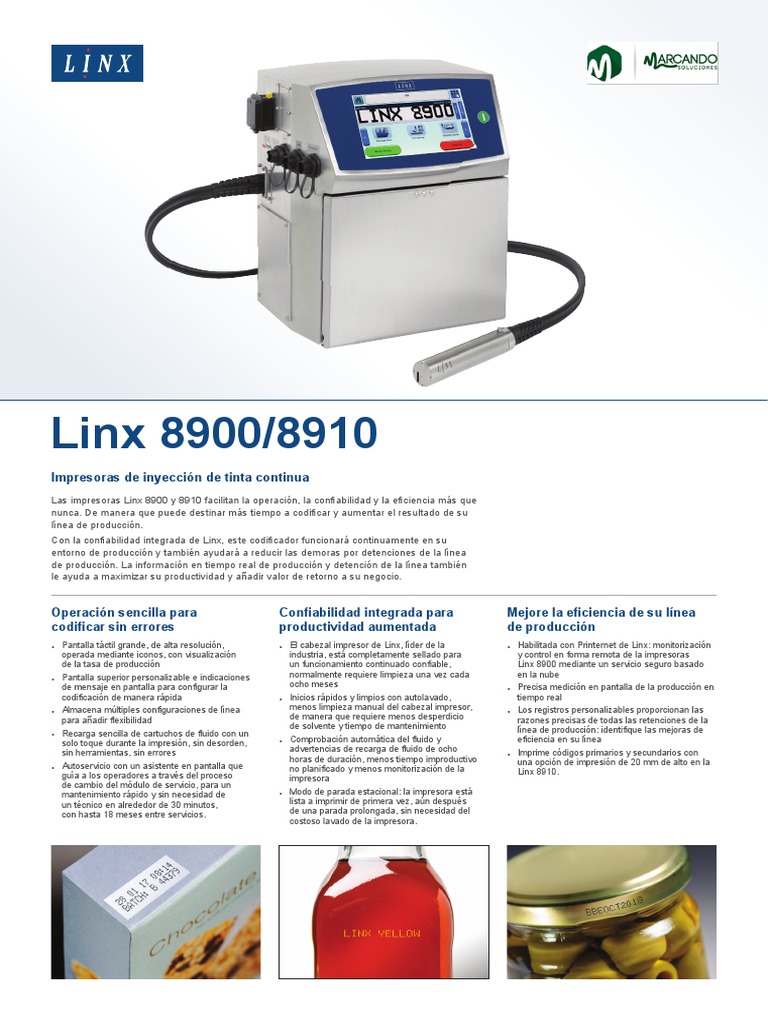 Linx 8900 8910 Datasheet - ES | PDF | Impresora (Computación) | USB