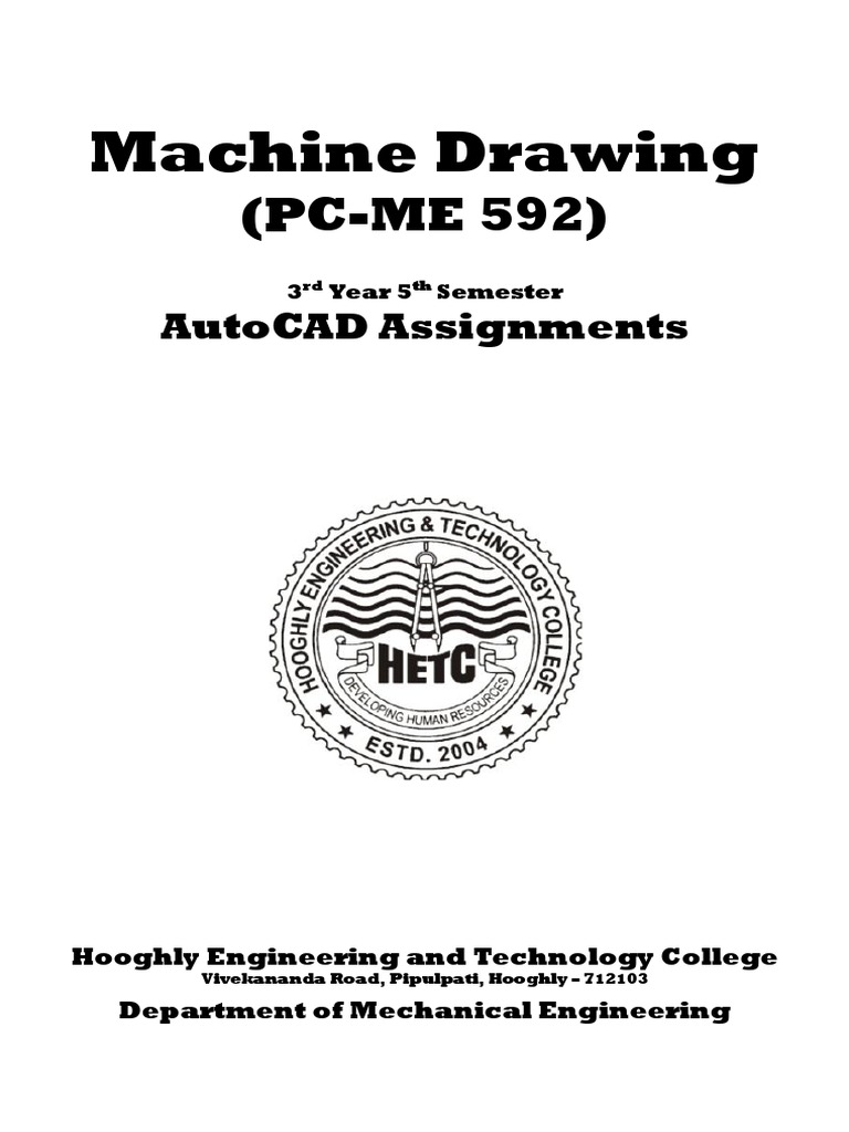 Machine Drawing Assignments in AutoCAD | PDF | Ellipse | Computer Aided ...