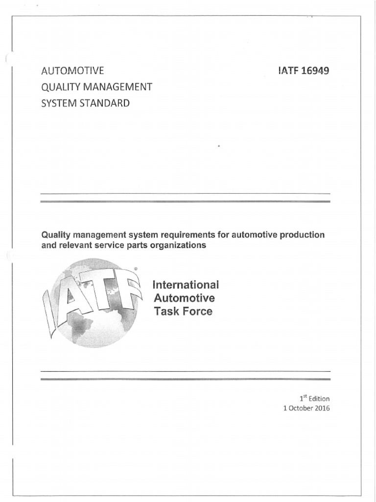 IATF 16949 QMS Standard - Oct 1 2016 | PDF
