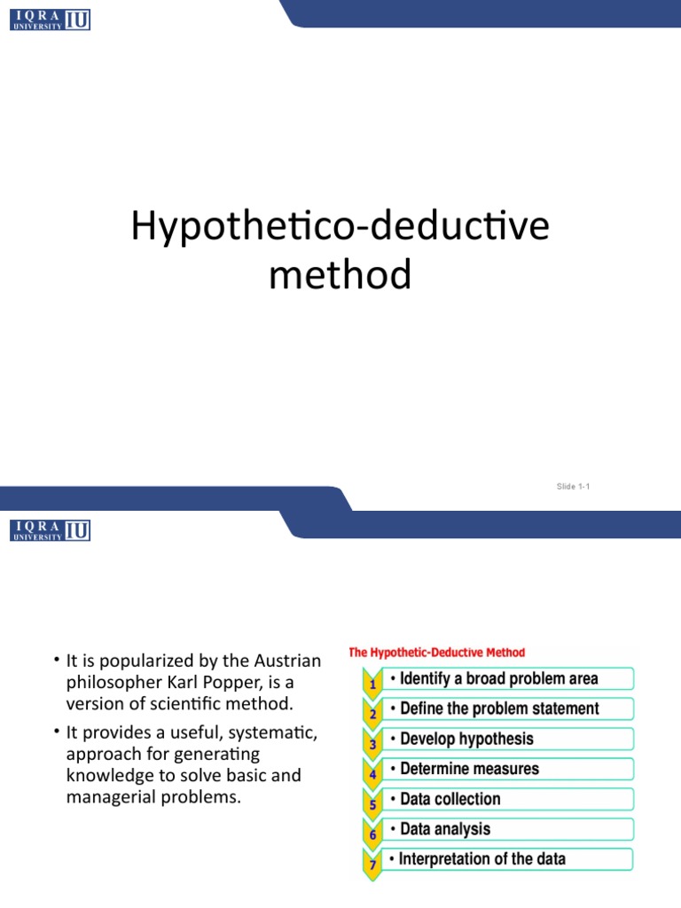 Hypothetico-Deductive Method: Slide 1-1 | PDF | Theory | Scientific Method