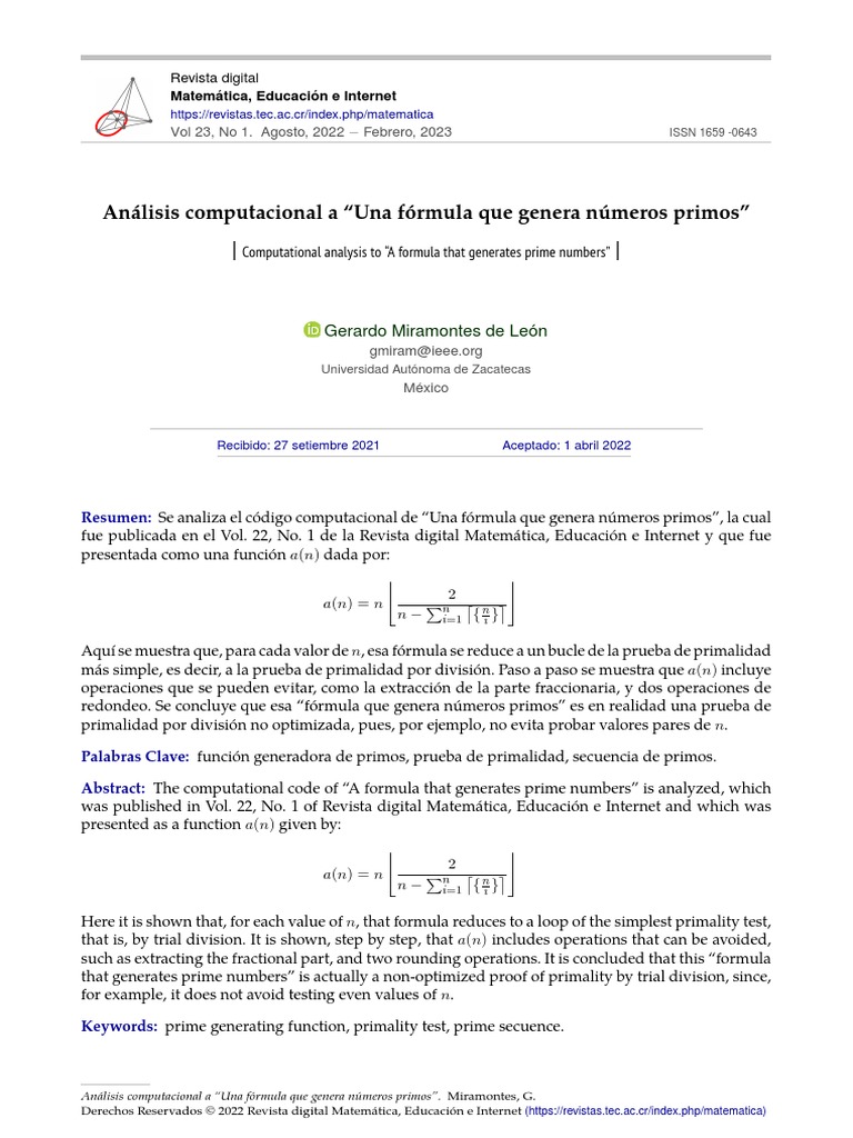 Generador Numeros Primos | PDF | Número primo | Aritmética
