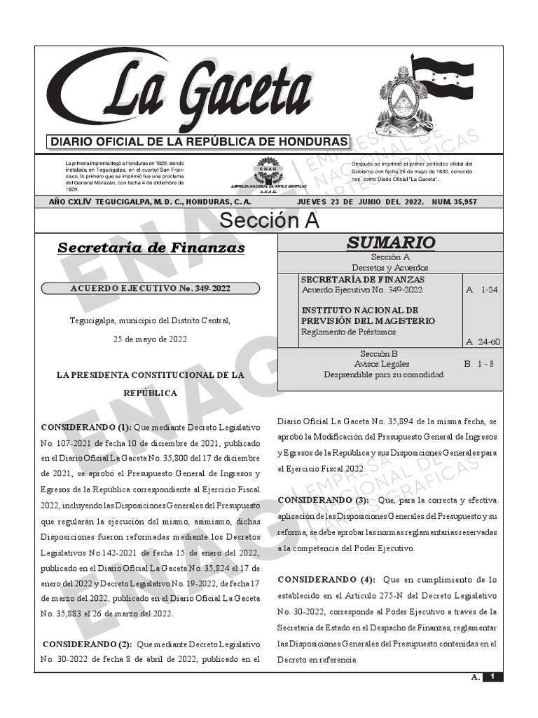 Decreto 349 2022 Reglamento 2022 DGP | PDF | Presupuesto | Administración Pública