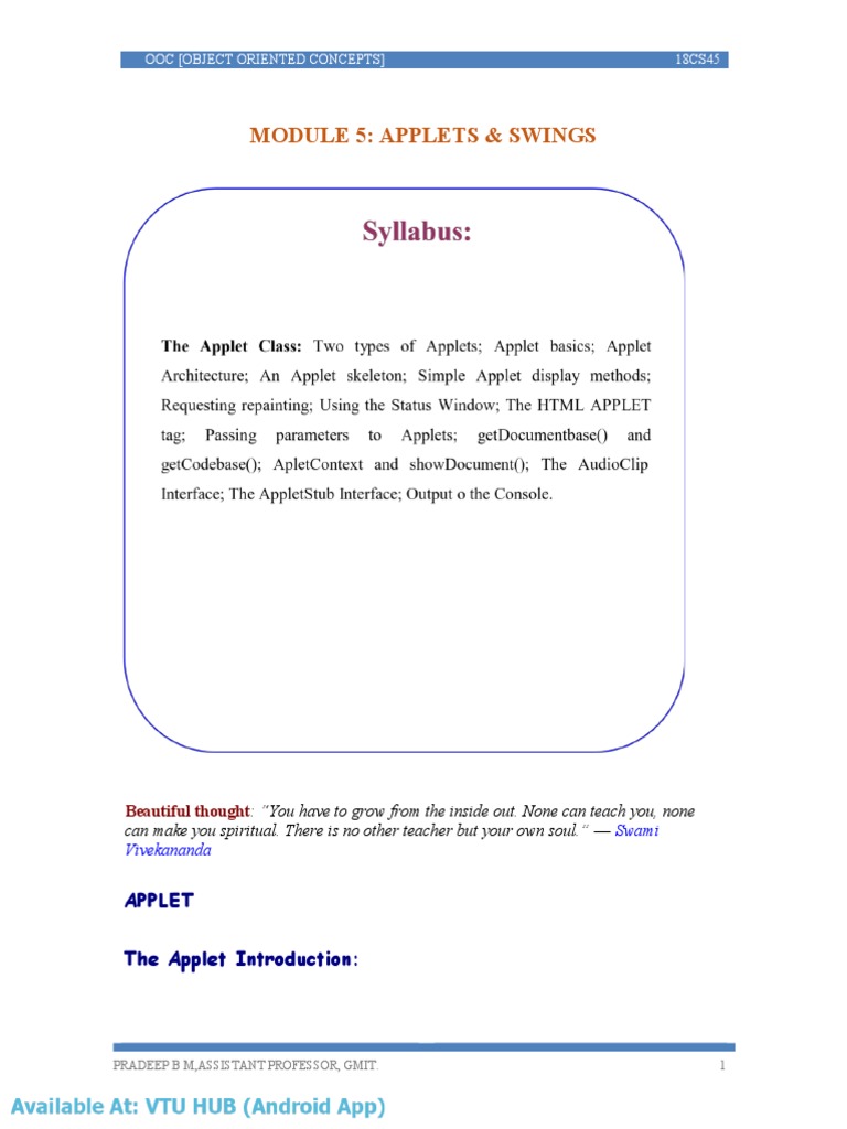 VTUHUB Notes | PDF | Java (Programming Language) | Html