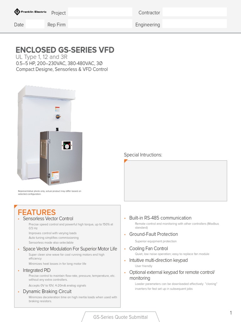Enclosed Gs-Series VFD: Features | PDF | Power Inverter | Physical Quantities
