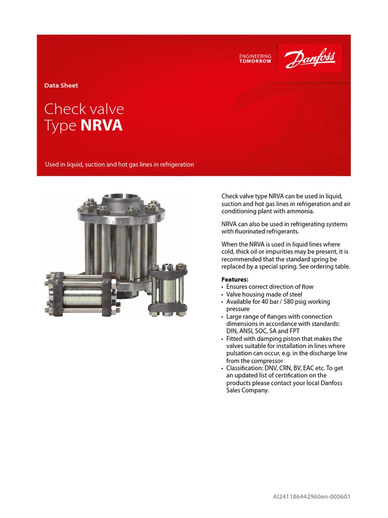 Check Valve Type NRVA: Data Sheet | PDF | Valve | Mechanical Engineering